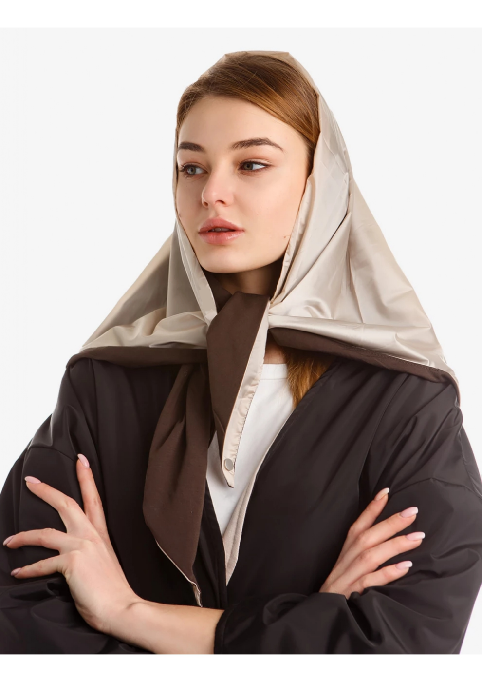 Косынки | Косынка тонкая бежевая купить с доставкой | Бренд UNU clothing